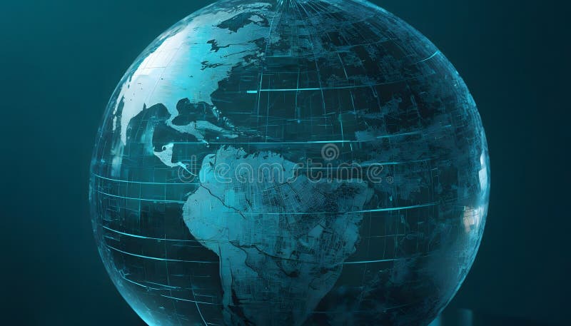 Digital Globe with Futuristic Overlay Highlighting Global Connectivity ... Digital Globe with Futuristic Overlay Highlighting Global Connectivity ...