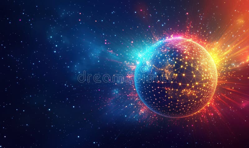 Digital Globe Glowing Connections Cosmic Background Representing Global Network Stock Photos ...