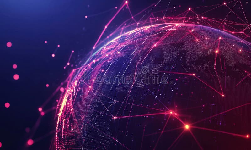 Digital Globe with Glowing Connections and Network Lines Representing ...