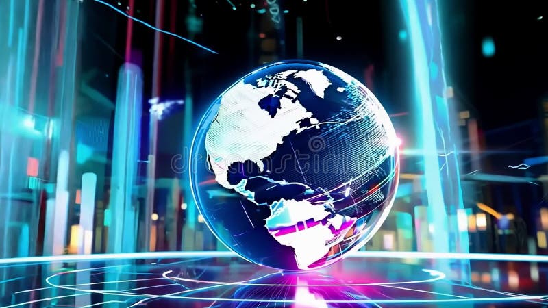 A 3D Rendering of a Globe on a Futuristic Background Stock Video ...