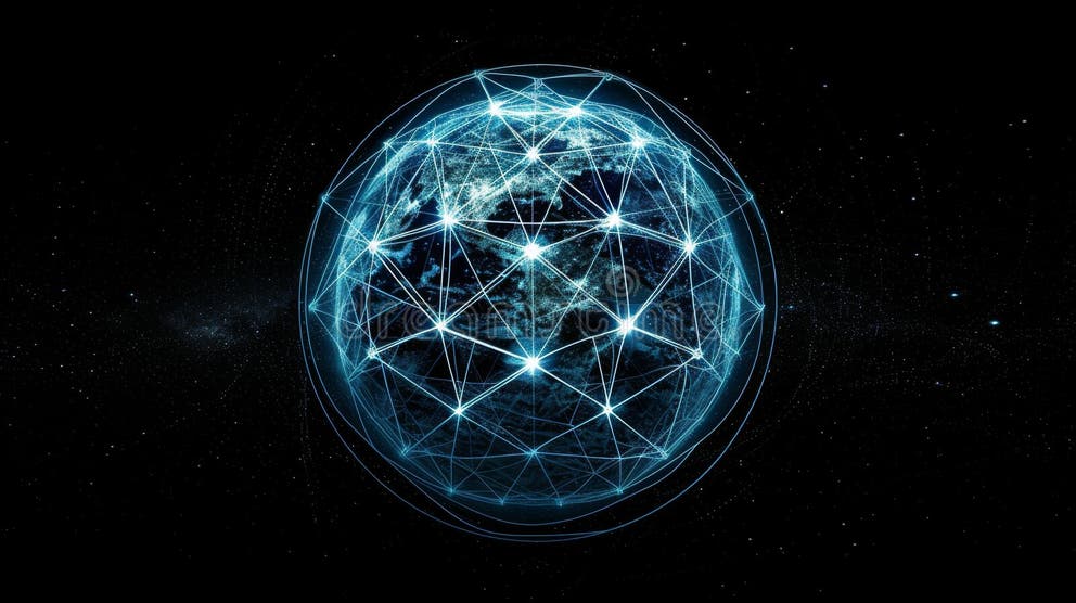 Digital Globe with Glowing Network Connections in Space Stock Image ...