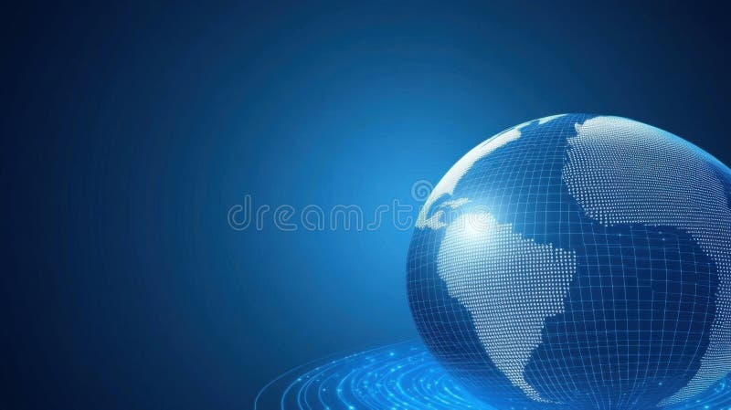 Digital Globe with Glowing Network Lines on a Blue Background, AI Stock ... Digital Globe with Glowing Network Lines on a Blue Background, AI Stock ...