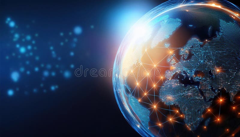 Digital Globe with Glowing Pathways Symbolizes AI Automation ...