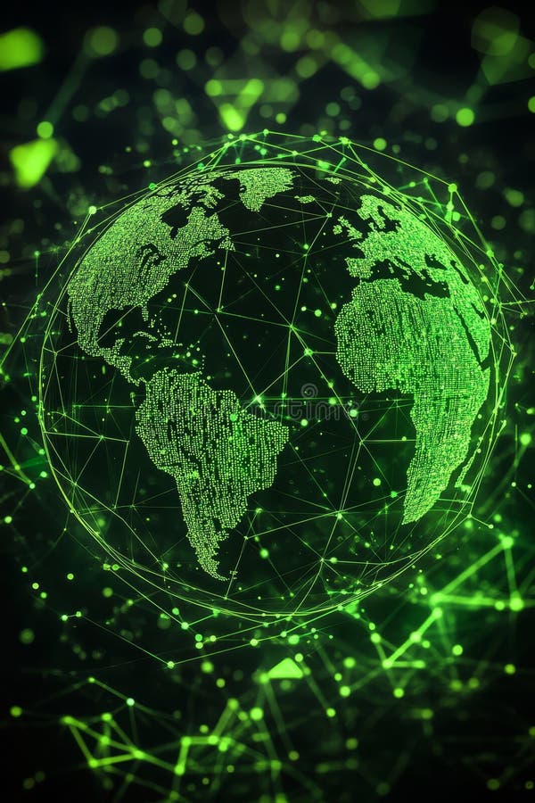 Digital Globe, Green Technology, Abstract Environmental Awareness Lines ...