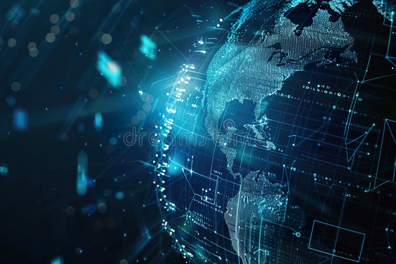 Digital Globe Highlighting Connectivity and Data Transfer Across the ...