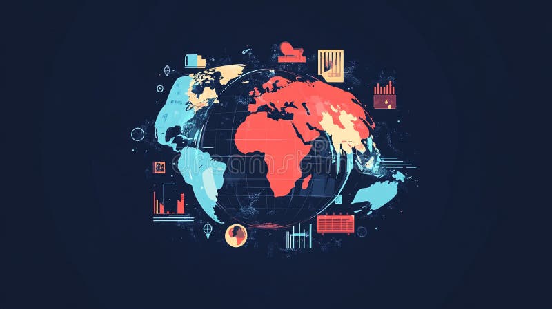 Visual Representation of Global Data Trends Illustrating Continents and ...