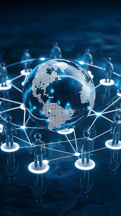 Digital Globe with Interconnected Figurines, Symbolizing Global ...