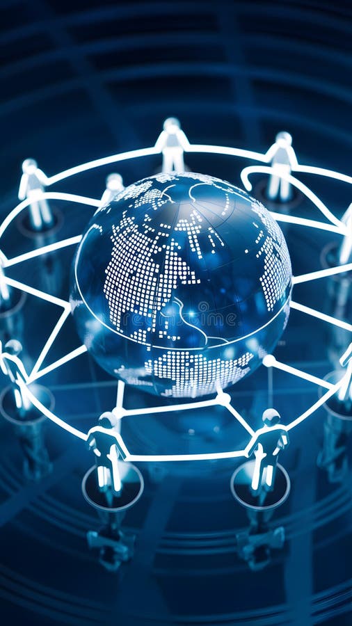 Digital Globe with Interconnected Figurines, Symbolizing Global ...