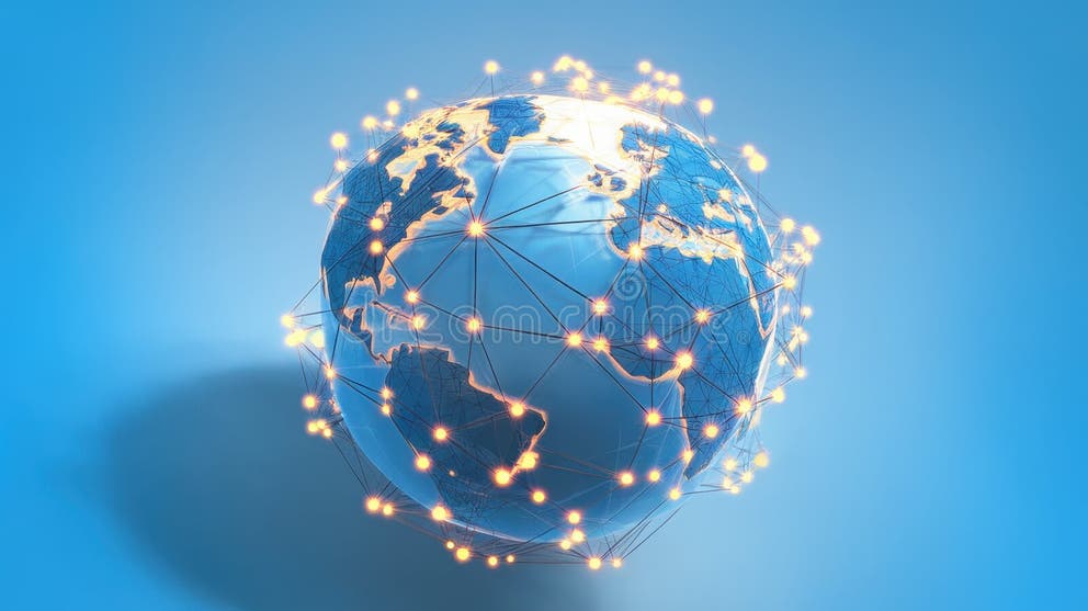 A Digital Globe Interconnected with Glowing Network Lines, Symbolizing ...