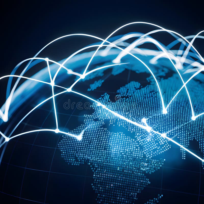 Digital Globe With Interconnected Lines In Blue Hue Representing Web Of