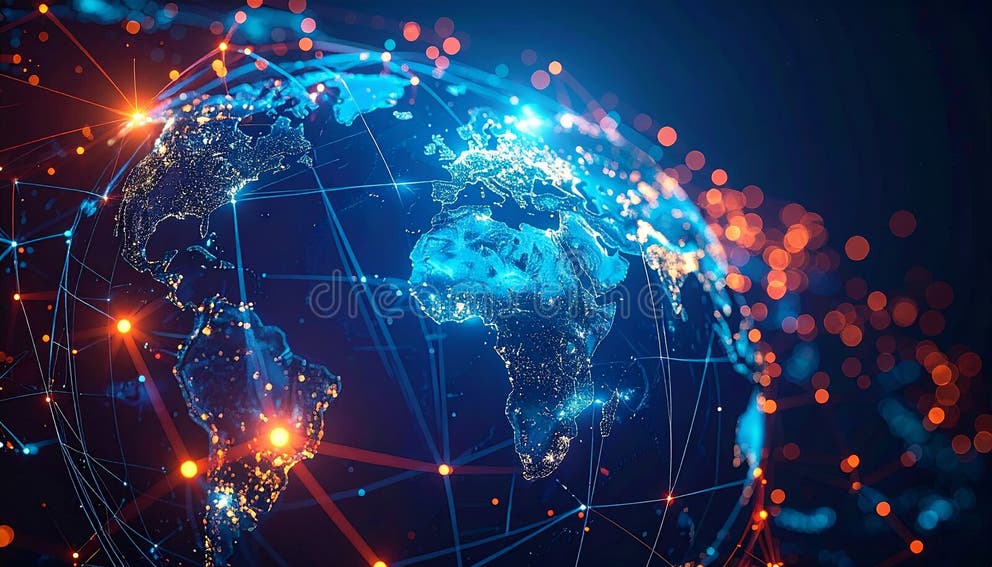 A Digital Globe with Interconnected Lines, Representing Global ...