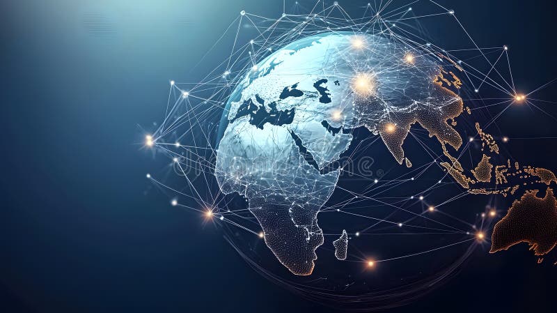 Digital Globe with Interconnected Nodes and Lines. Stock Illustration - Illustration of data ...