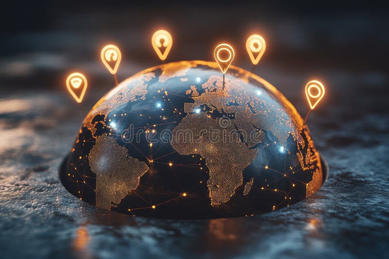 A Digital Globe with Location Pins, Symbolizing Global Connectivity and ...