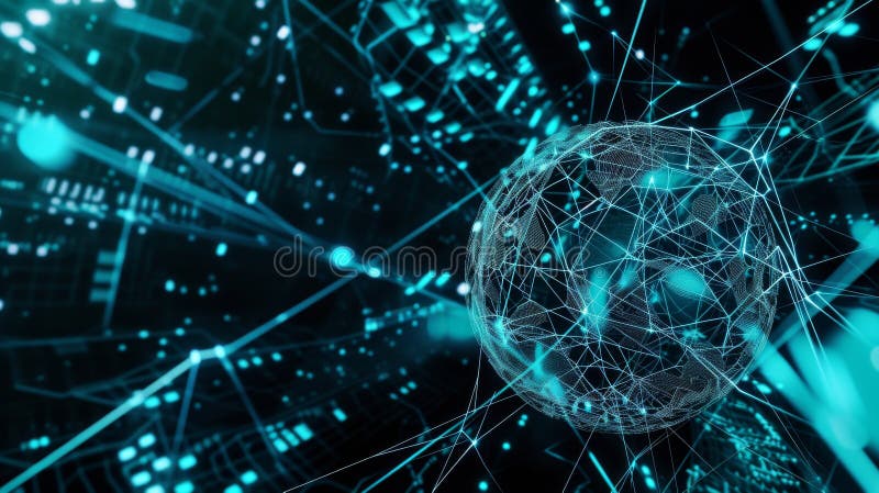 Digital Globe Network on Blue Background Stock Image - Image of ...