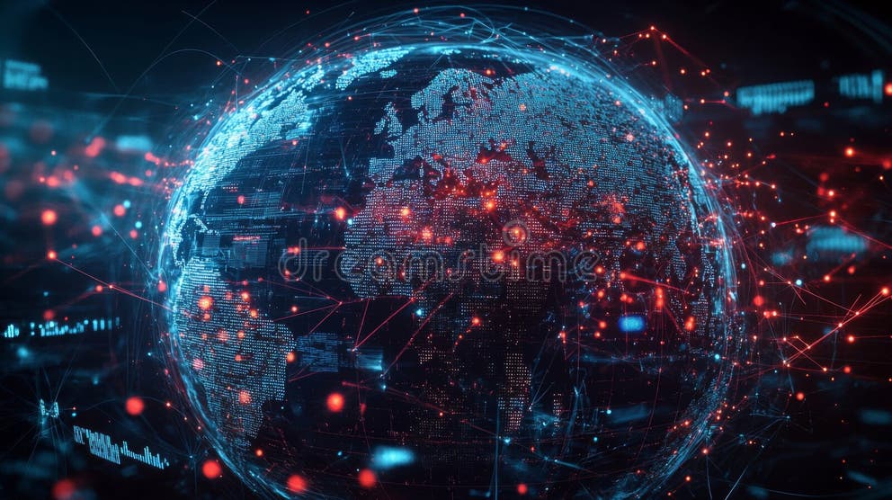 Digital Globe Network Connection Abstract Background Stock Illustration ...