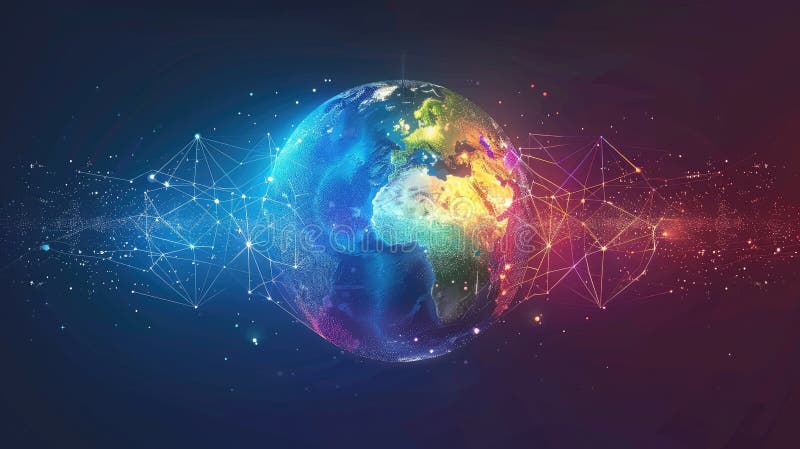 Digital Globe with Network Connections, Futuristic Earth Globe ...