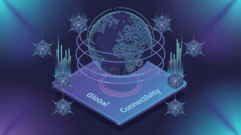 Digital Globe Network with Interconnected Cubes Technology Stock ...