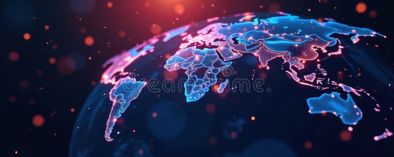 Digital Globe, Network Lines Connecting Continents , Internet, Computer ...