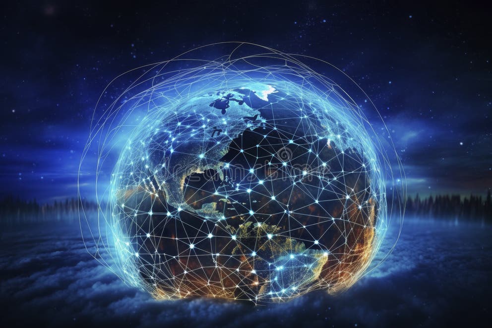 Digital Globe Network Representing Global Connectivity Stock Photo ...