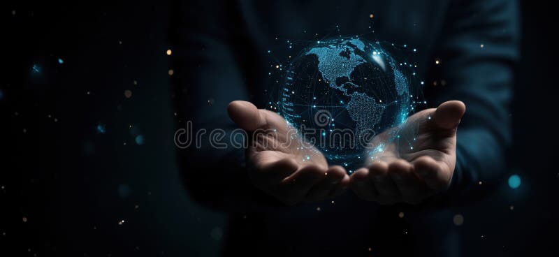 Digital Globe Representation Held Hands Showcasing Global Connectivity ...