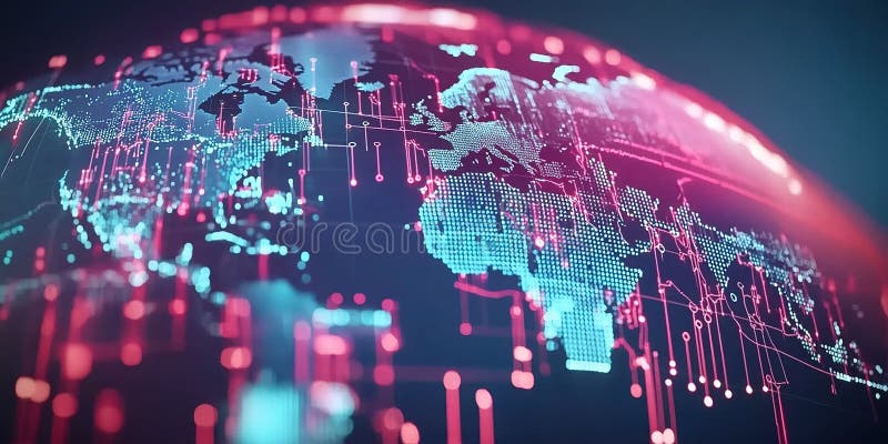 Digital Globe Representation Showing Interconnected Networks and Global ...