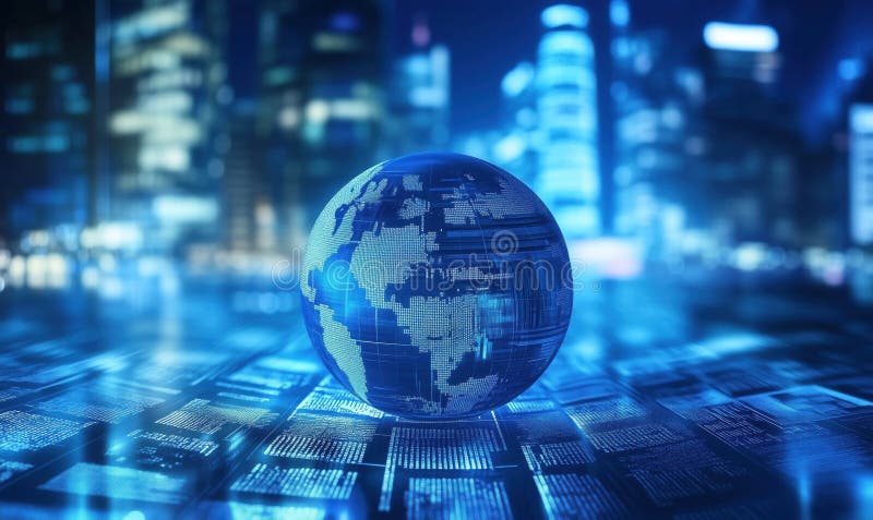 Digital Globe Representing Global Connectivity and Technology in Urban ...