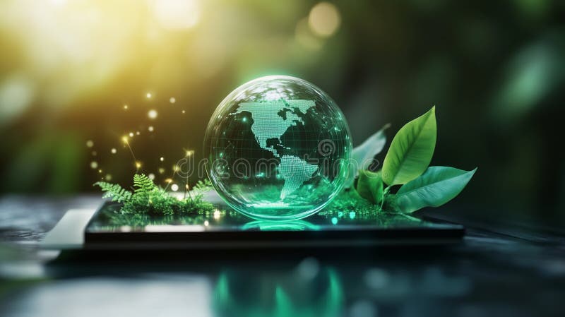 Digital Globe Representing Sustainability and Environmental Awareness ...