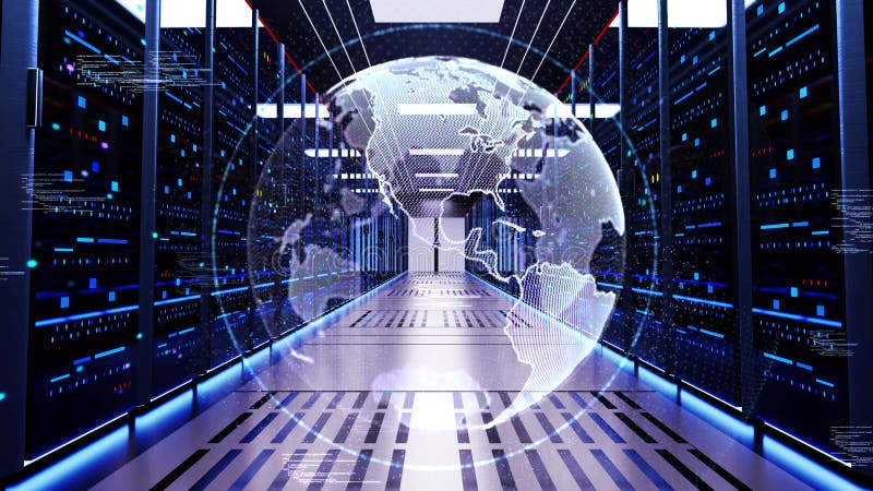 Digital Globe Spinning Network Connections Growing Data Center Server ...