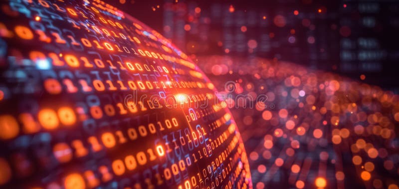 Digital Globe Surrounded by Binary Cod, Technology and Connectivity Concept Stock Illustration ...