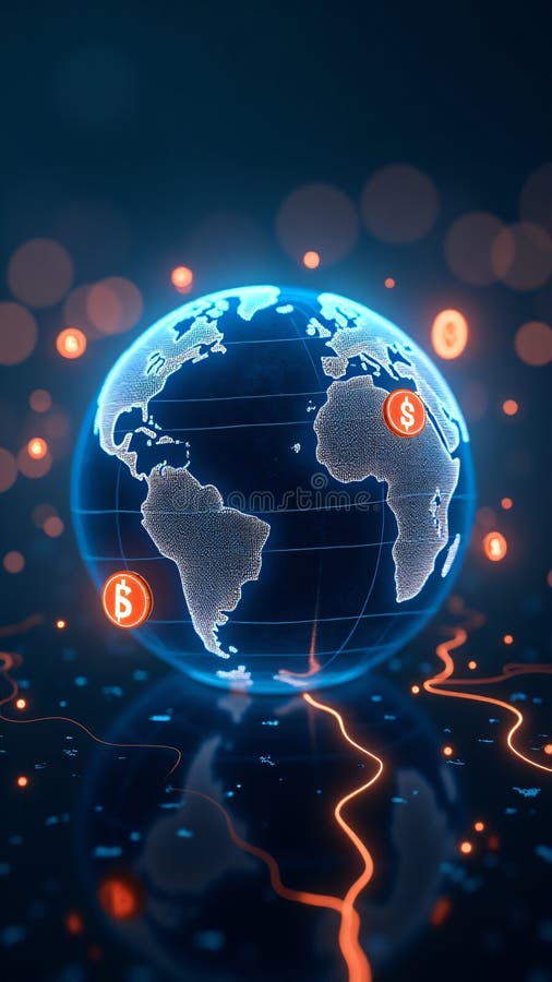 Digital Globe Surrounded by Cryptocurrency Symbols Stock Photo - Image ...