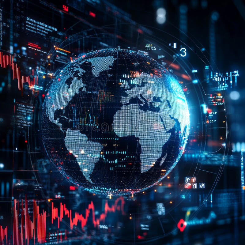A Digital Globe Surrounded by Data Visuals and Charts. this Image ...