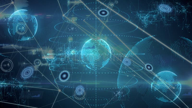 Digital Globe Surrounded by Futuristic Data and Network Connections Animation Stock Video ...