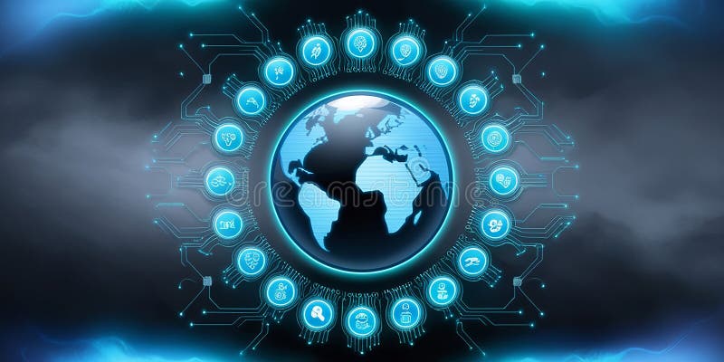 Global AI Influence Digital, Global Impact of AI Concept. Digital Representation of the Globe ...