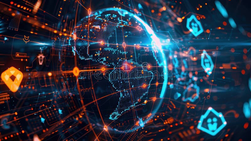 Global Cybersecurity and Data Protection Concept with Glowing Digital ...