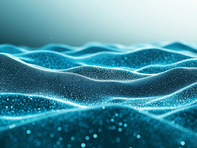 In a Digital Glow Time, Abstract Shapes Float in a Virtual Space. Stock ...