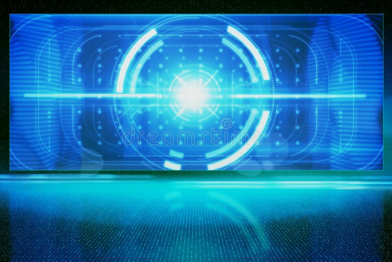 Digital Glowing Circle Interface on Virtual Screen Stock Illustration ...