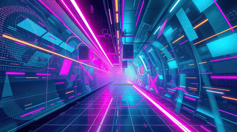 Digital Glowing Colorful Tech Background that Evokes Data Transmission ...