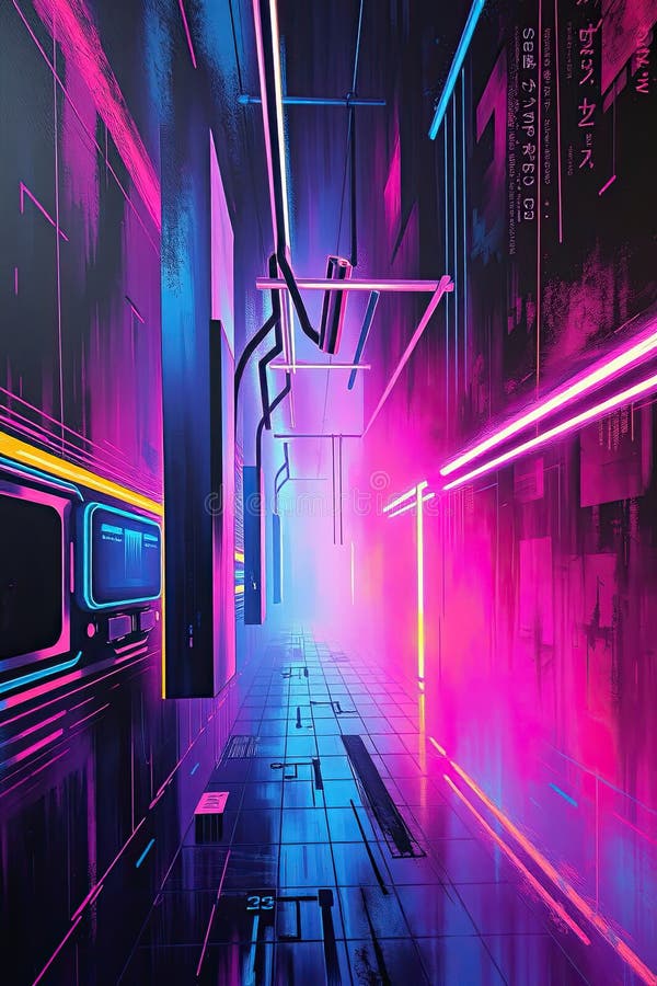 Digital Glowing Colorful Tech Background that Evokes Data Transmission ...