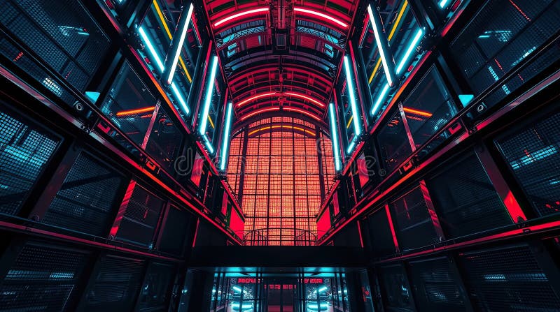 Digital Glowing Colorful Tech Background Inspired by Data Flow and ...