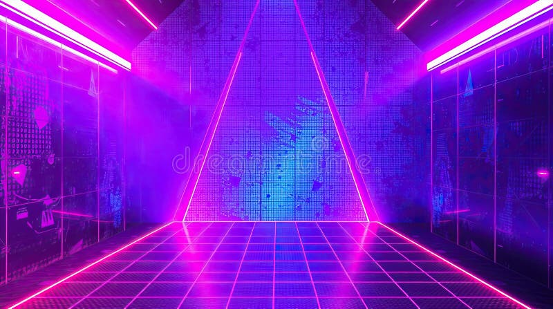 Digital Glowing Colorful Tech Background. Vibrant Dynamic Light Effects ...