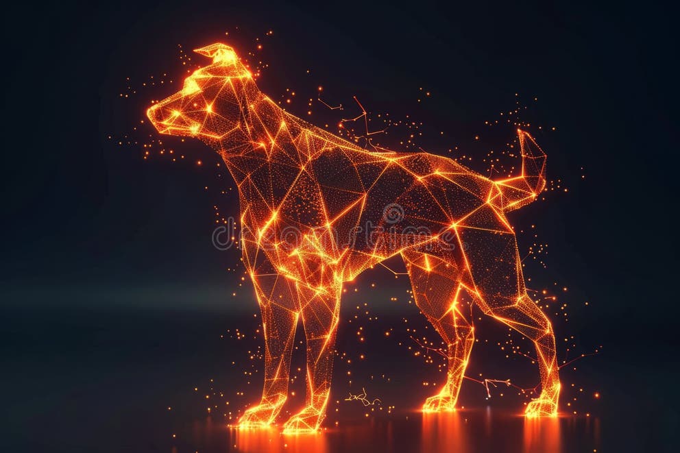 Digital Glowing Dog of 3d Triangular Polygons Stock Image - Image of ...