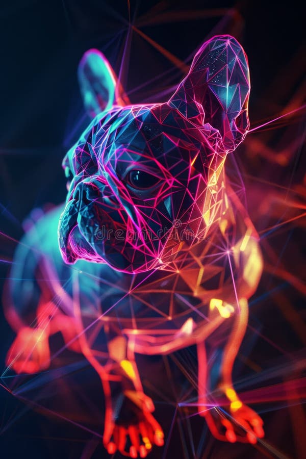 Digital Glowing Dog of 3d Triangular Polygons Stock Photo - Image of ...