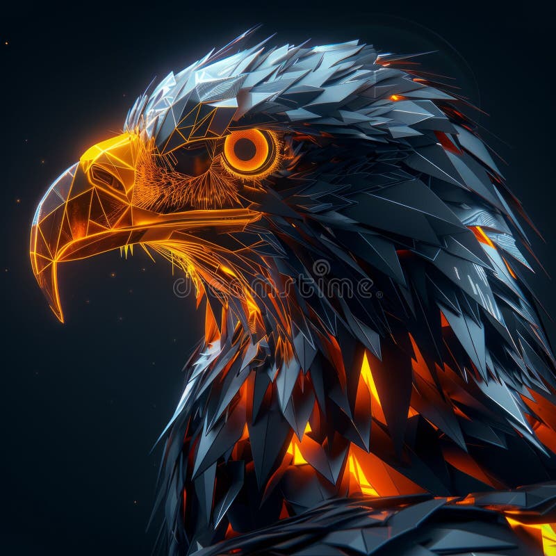 Digital Glowing Eagle of 3d Triangular Polygons Stock Image - Image of ...