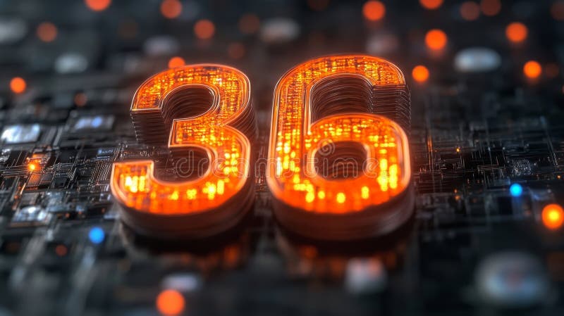 Digital Glowing Future Technology Number 36 Design on Circuit Board ...