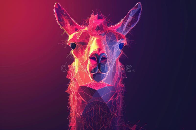 Digital Glowing Lama of 3d Triangular Polygons Stock Illustration ...
