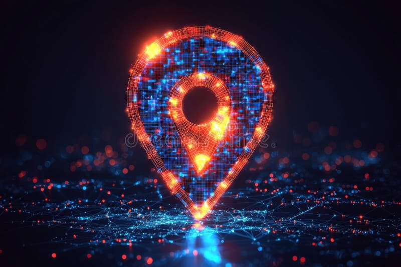 Digital Glowing Location Pin Representing Modern Technology and ...