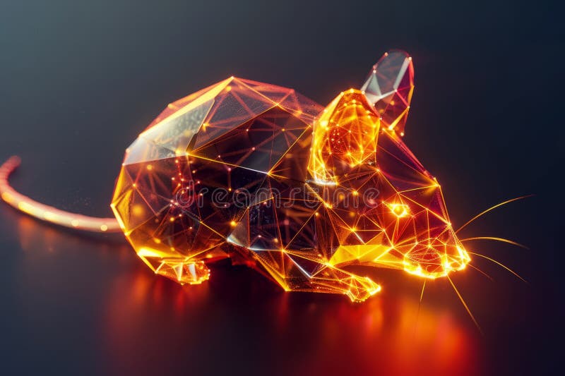 Digital Glowing Mouse Of 3d Triangular Polygons Stock Illustration