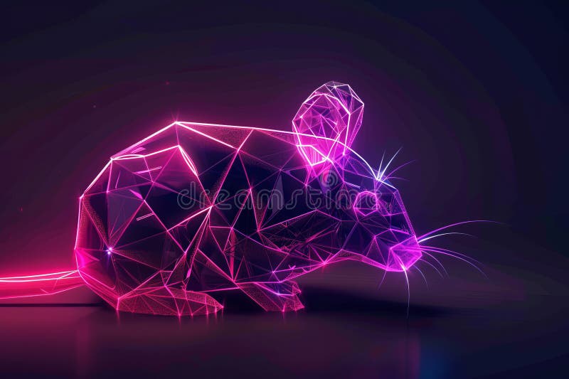 Digital Glowing Mouse Of 3d Triangular Polygons Stock Illustration