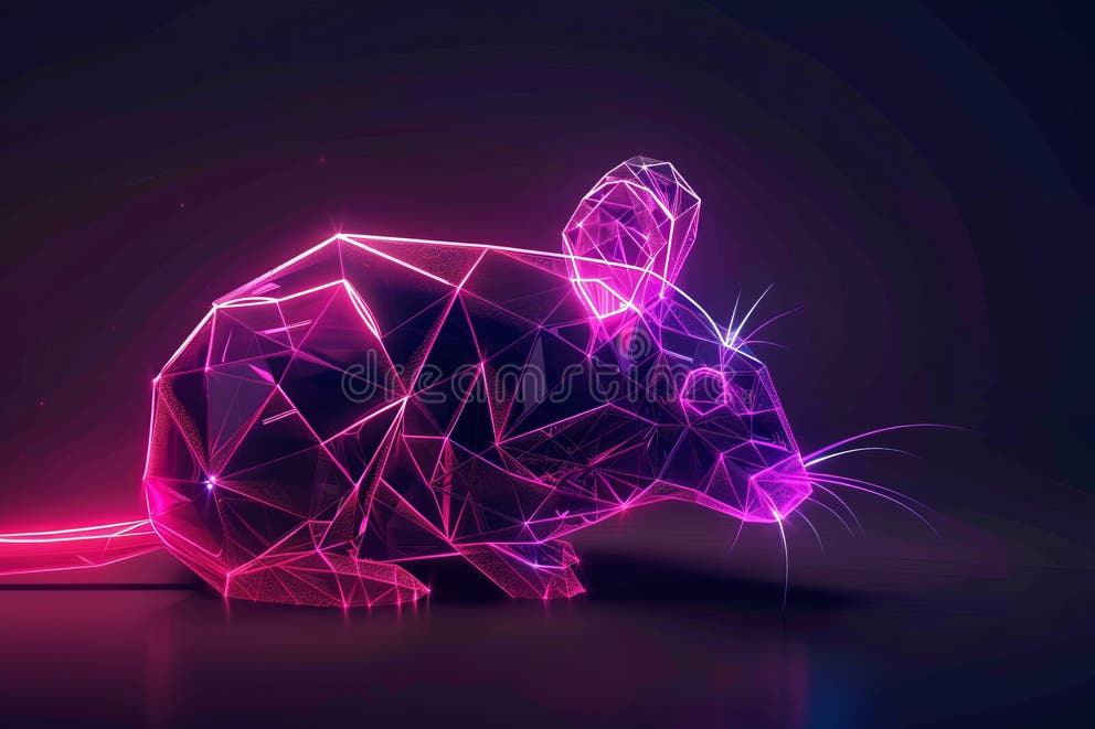 Digital Glowing Mouse of 3d Triangular Polygons Stock Illustration ...