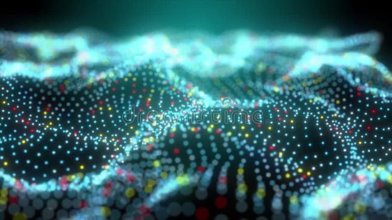 Digital Glowing Particle Wave, Abstract Glitter Particle Wave Motion Background, High Tech Data ...